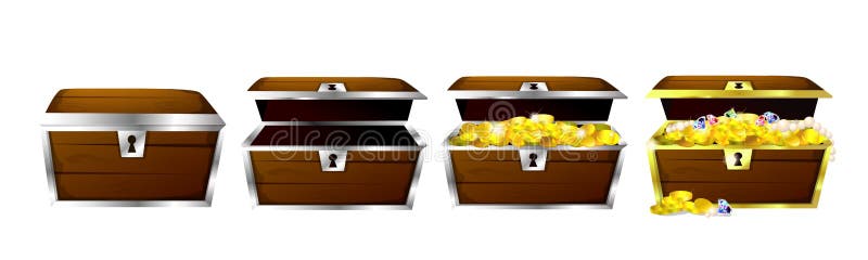 Set of Chests with Gold and Empty. Vector Illustration Stock ...