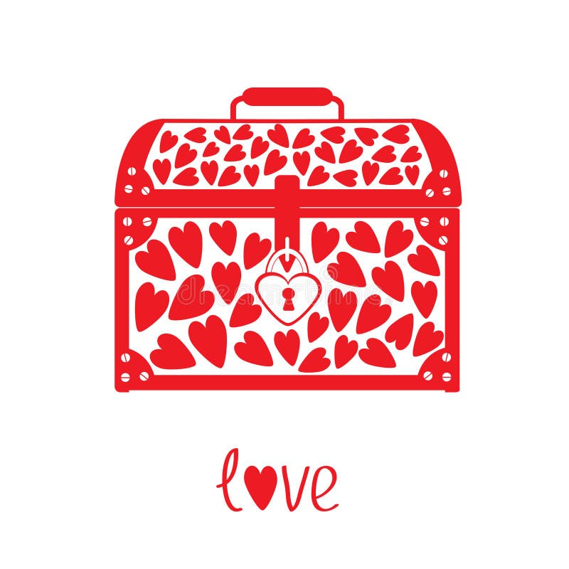 Chest with Hearts. Love Card. Stock Vector - Illustration of inside ...