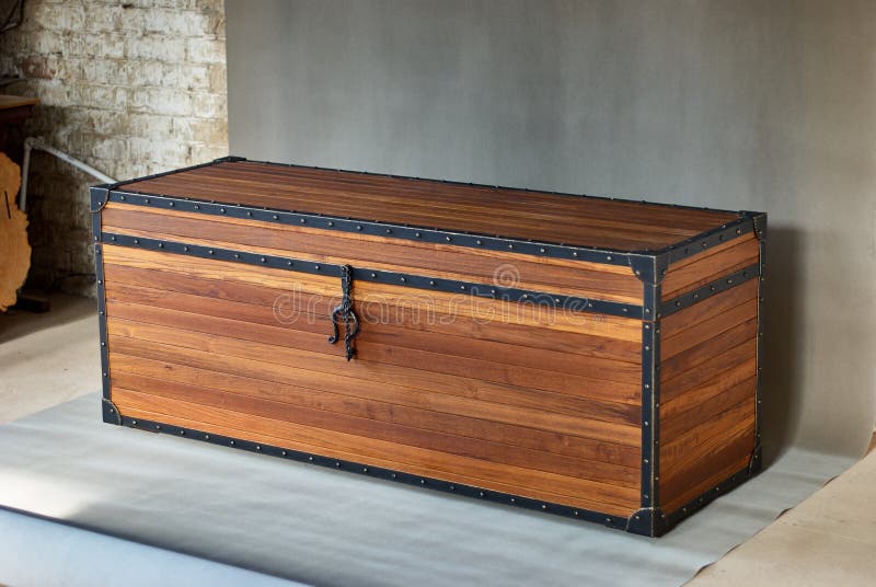 Solid Teak Chest. Wooden Storage Chest with Lift Gas Spring. Open Top ...