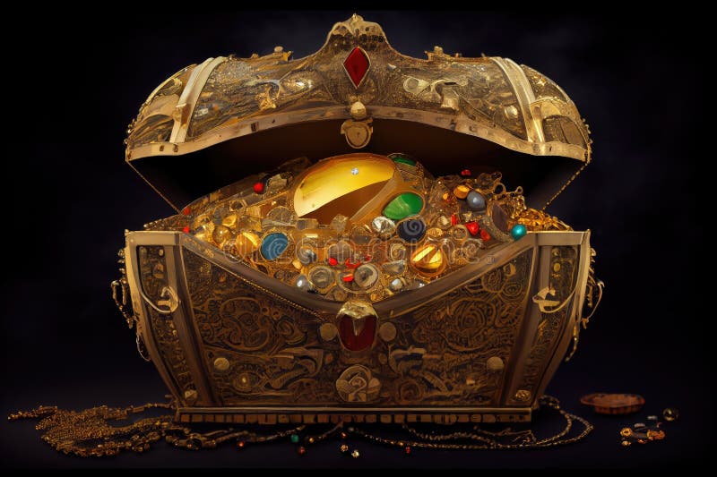 Chest Overflowing with Gold and Jewels Stock Photo - Image of dollar ...