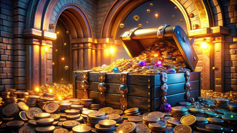 A Chest Overflowing with Shimmering Gold Coins Symbolizing Wealth and ...