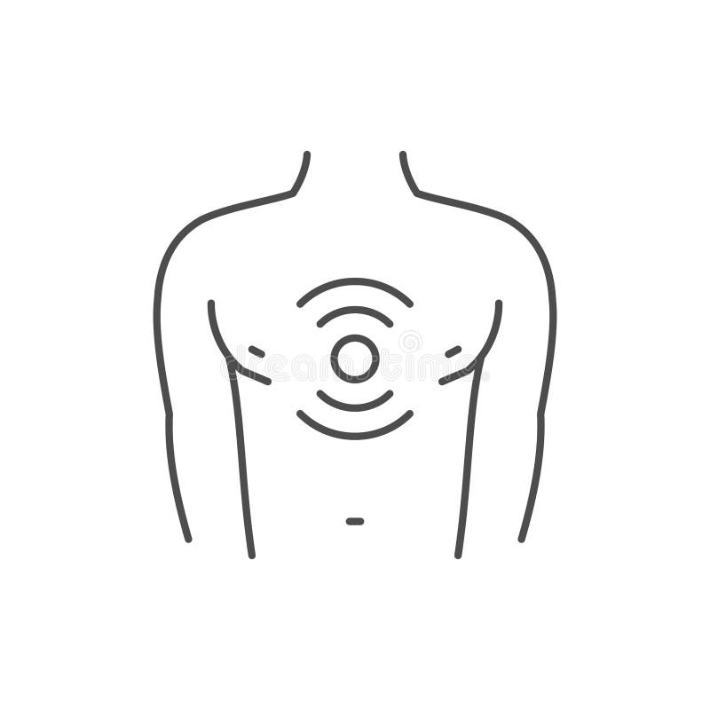 Chest Pain Line Outline Icon Stock Vector - Illustration of stress ...