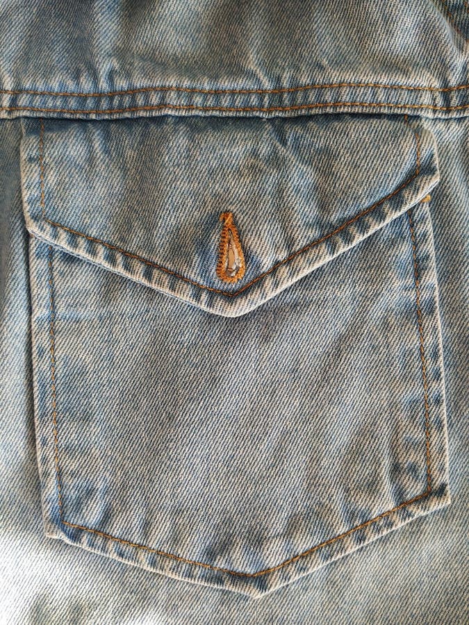 Chest Pocket on Blue Denim Jacket. Stock Image - Image of wool, fence ...