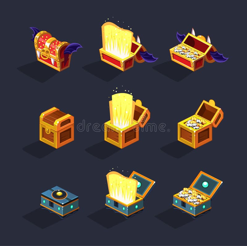 Chest Set for Game Interface. Vector Illustration Stock Vector ...