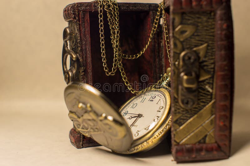 Chest and watch. stock image. Image of treasure, minute - 82863765