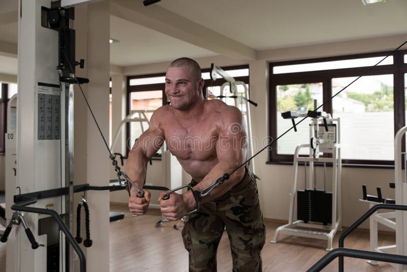Chest Workout Cable Crossover Stock Image - Image of indoors, biceps ...