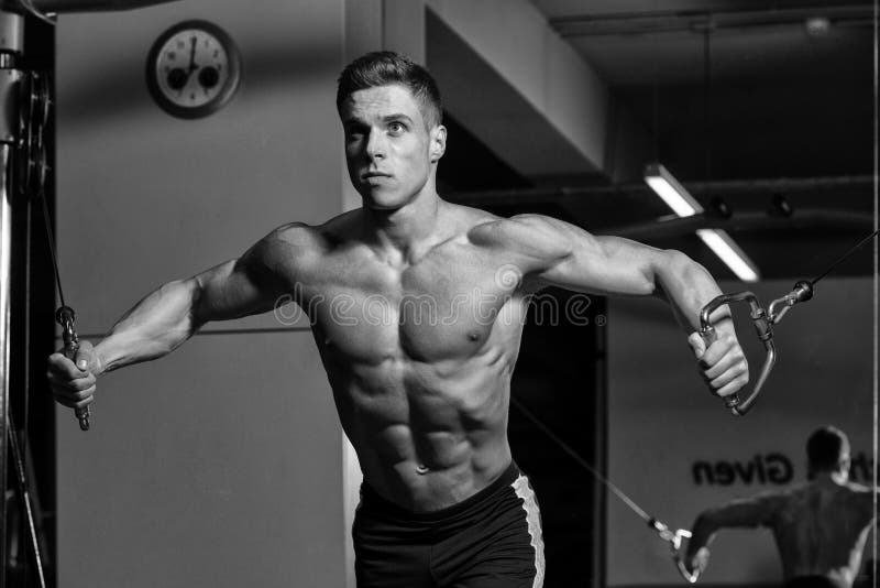 Chest Workout Cable Crossover Stock Photo - Image of body, healthy ...