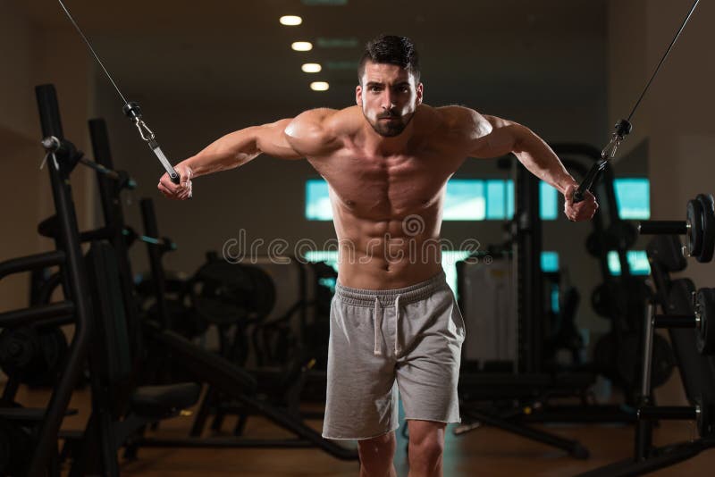 Cable Crossover Chest Workout Stock Image - Image of bald, lifestyle ...