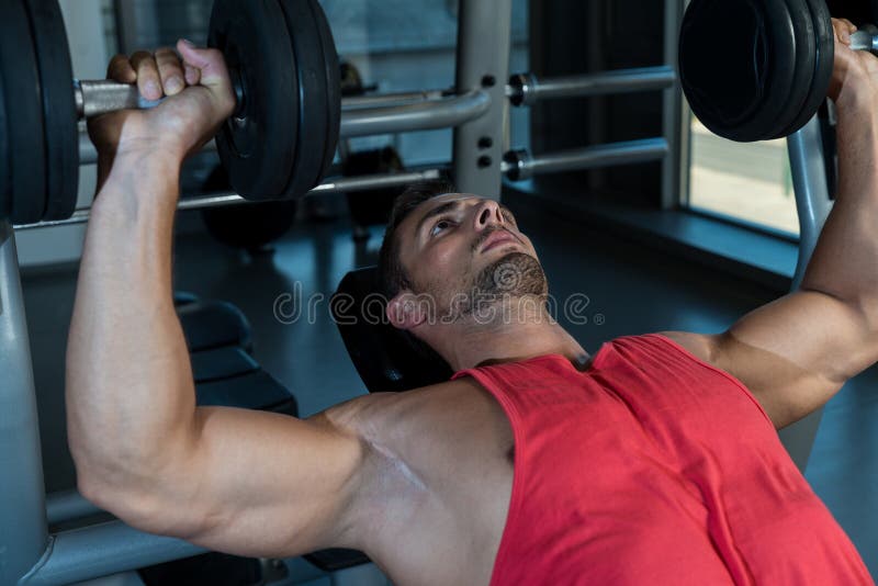 Chest Workout with Dumbbells Stock Photo - Image of club, person: 35471152