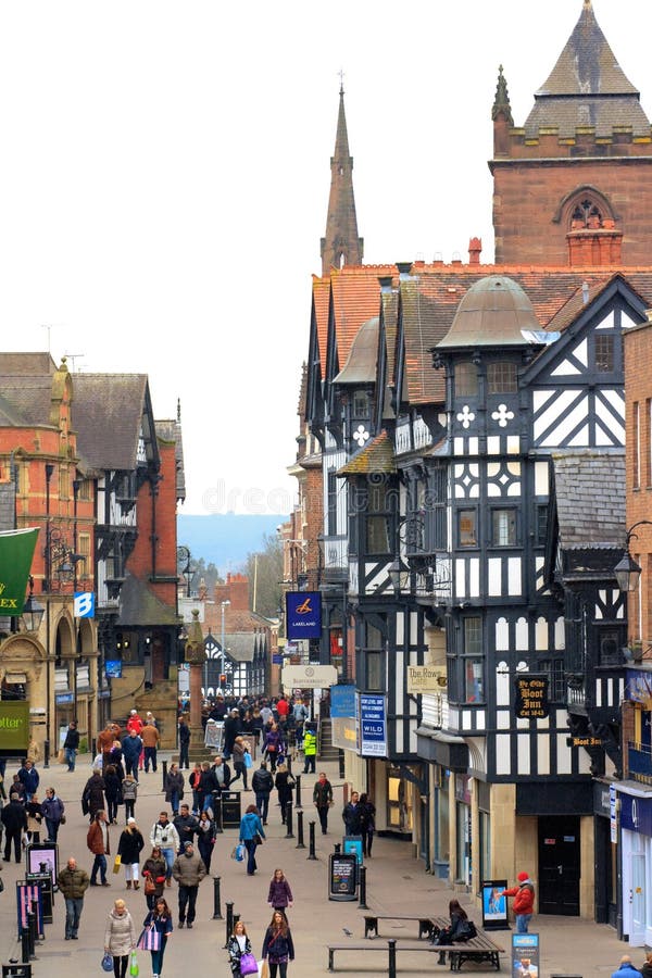 Chester high street scene editorial image. Image of high - 29490120