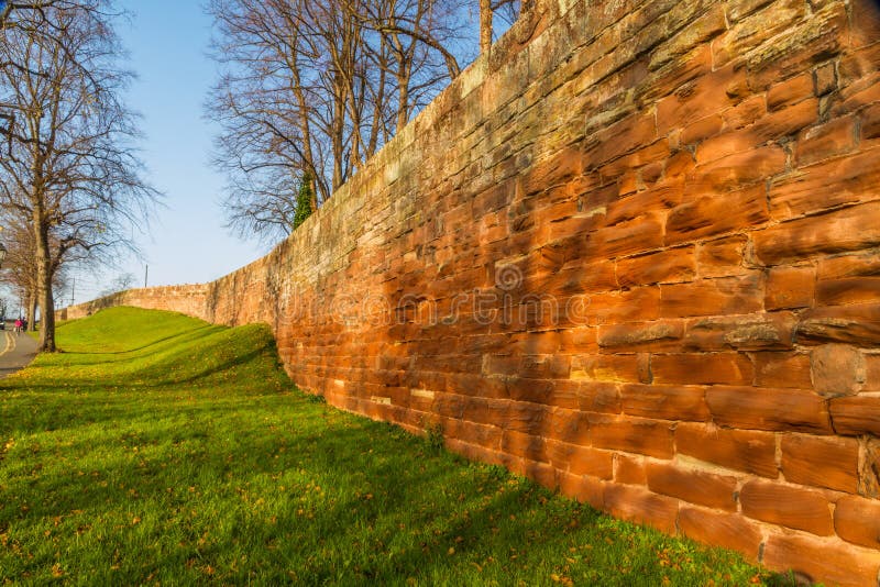 Chester Town Wall, West Side in Sunlight Stock Image - Image of chester ...