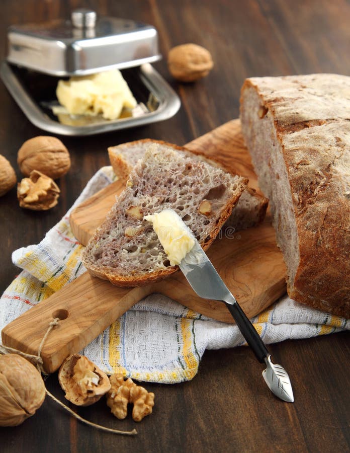 Chestnut Bread with Walnuts Stock Photo - Image of fresh, breakfast ...