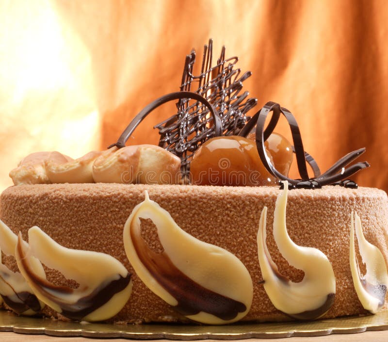 Chestnut Cake with Almonds and Chocolate Stock Image - Image of cake ...