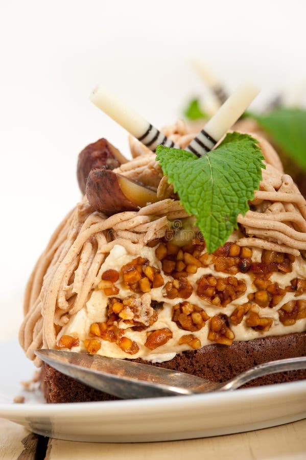 Chestnut Cream Cake Dessert Stock Image - Image of chestnut, breakfast ...
