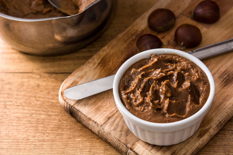 Chestnut Cream on Rusty Table Stock Photo - Image of french, wooden ...