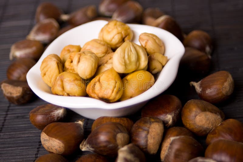 Chestnut fruit in a bowl stock photo. Image of photograph - 13293072