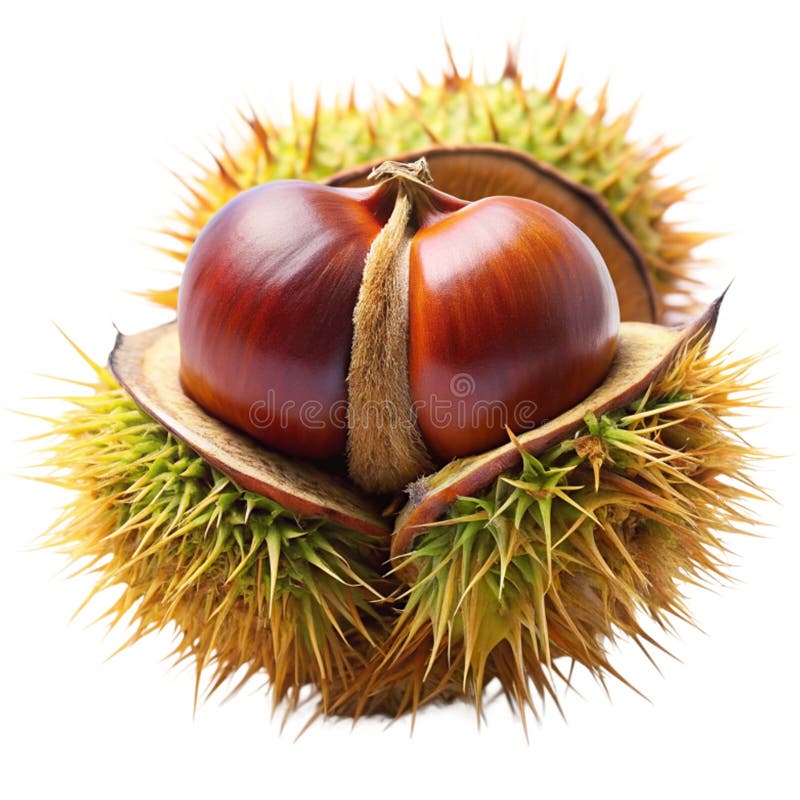 Chestnut Fruit Isolated, White Background. Stock Photo - Image of ...