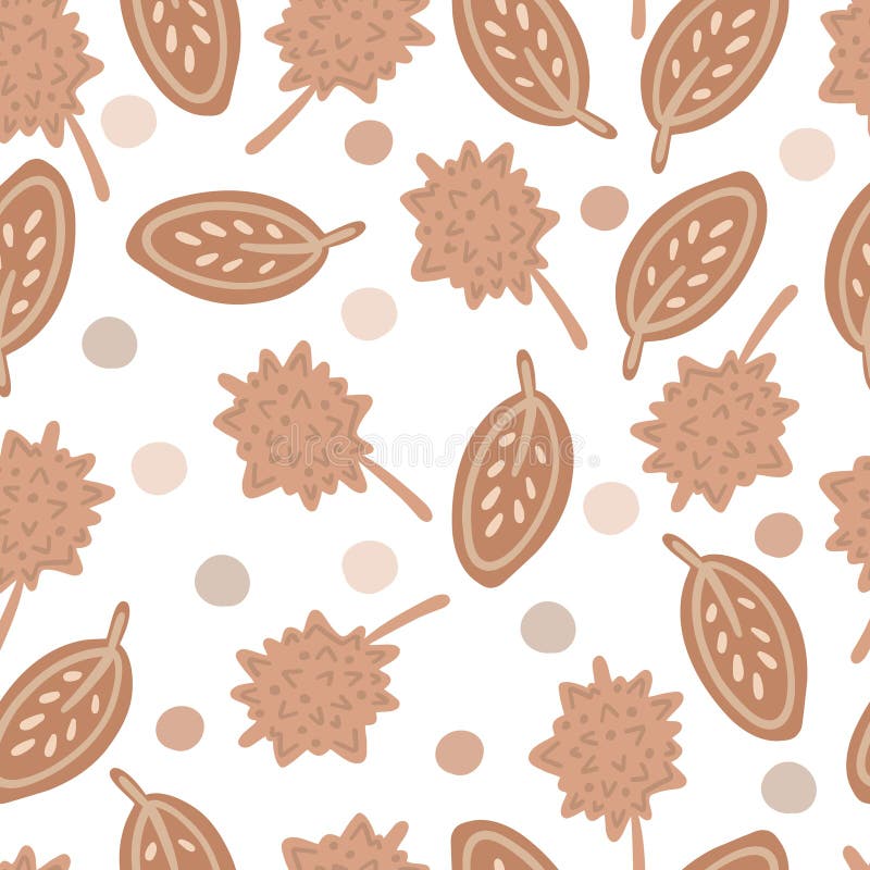 Chestnut Seamless Pattern Pastel Colours Flat Design Stock Vector - Illustration of kids, plant ...