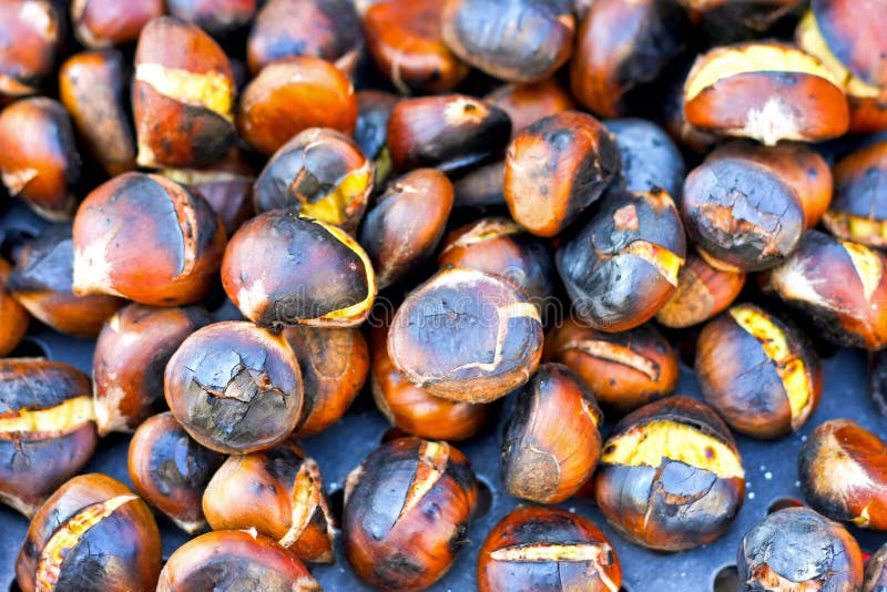 Roasted chestnuts closeup stock image. Image of roasted - 1448535