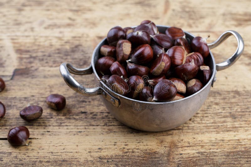 Chestnuts in Cooking Pot stock image. Image of sweet - 37755663