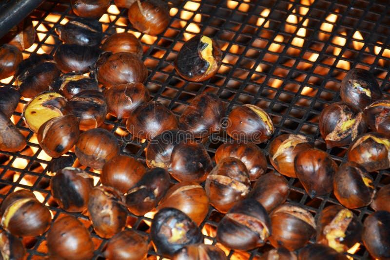 October chestnuts and fire stock image. Image of christmas - 78953987