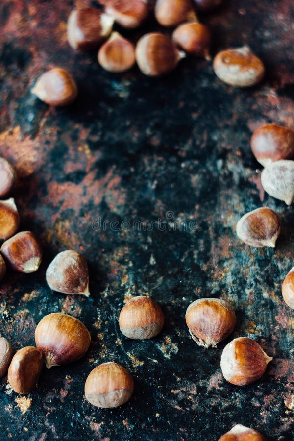 Chestnuts frame on black. stock image. Image of vegetarian - 86520415