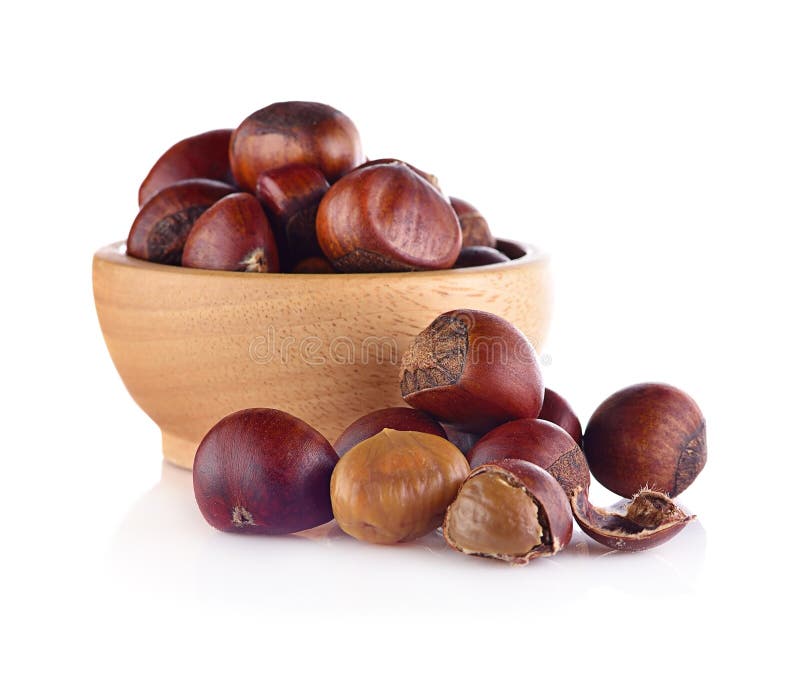 Chestnuts Isolated on White Background Stock Image - Image of ...