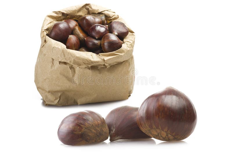 Chestnuts in a Paper Bag with Three Out Stock Image - Image of snack ...