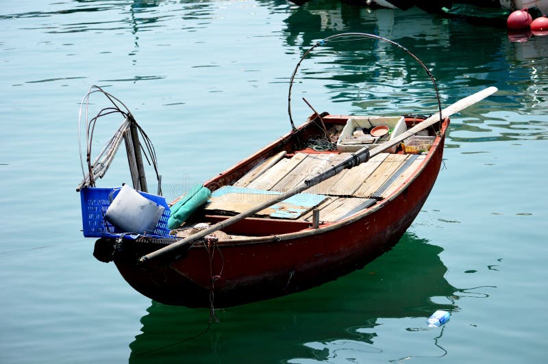 Small Chinese Rowing Fishing Boat, Cheung Chau Harbour Hong Kong Stock ...