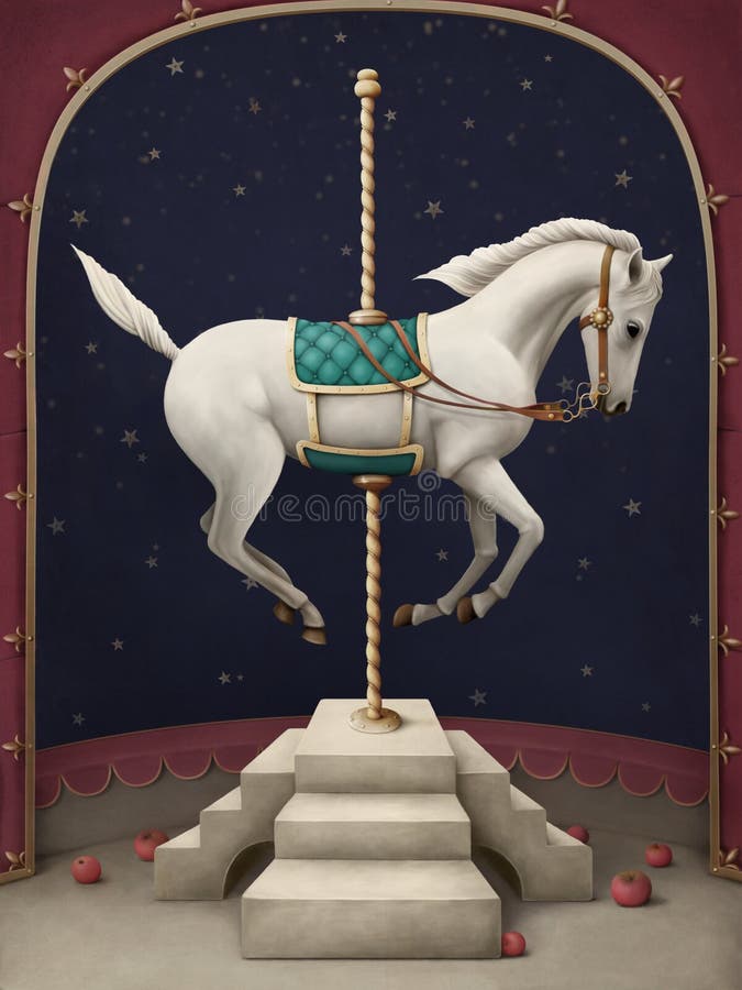 Cheval blanc de cirque. illustration stock. Illustration du harnais ...