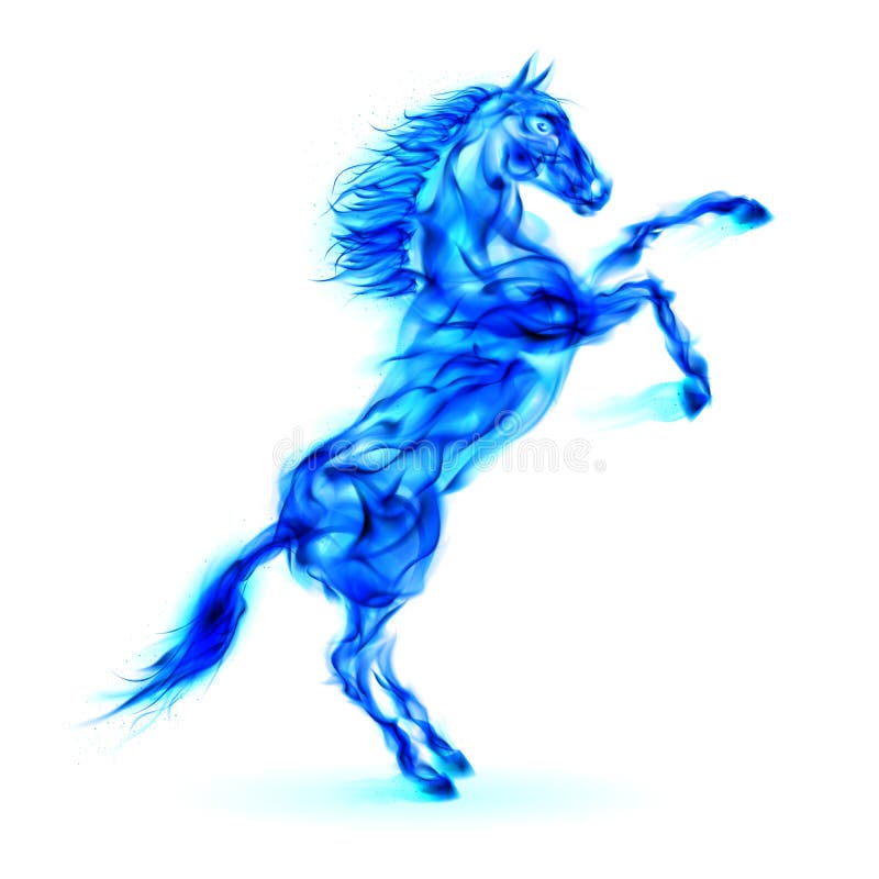 Cheval Bleu Du Feu S'élevant. Illustration de Vecteur - Illustration du ...