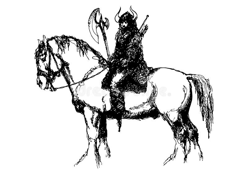 Cheval et Viking illustration de vecteur. Illustration du chevalier ...