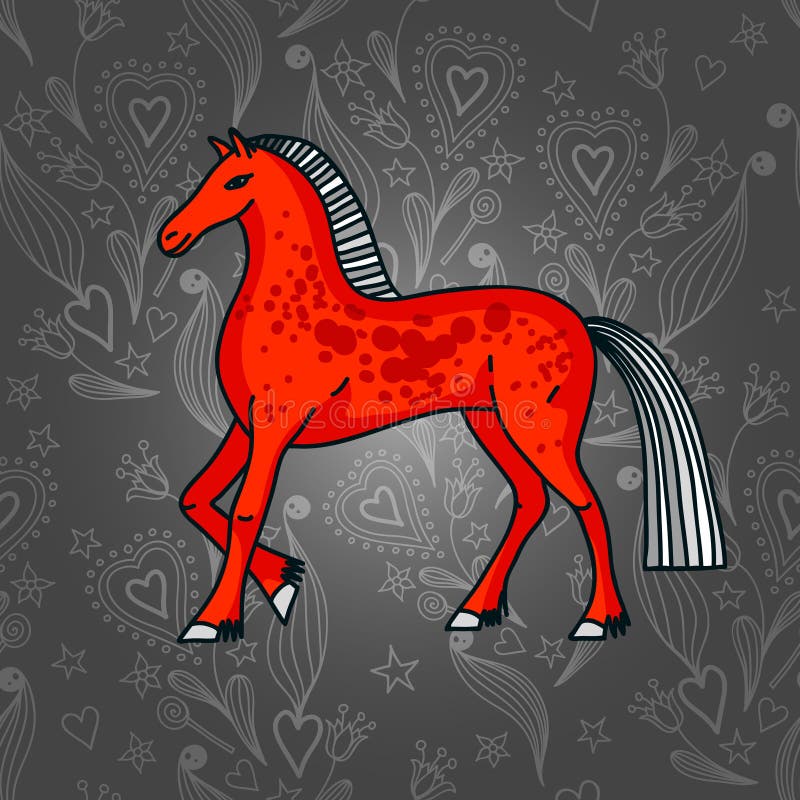 Cheval rouge illustration de vecteur. Illustration du illustration ...