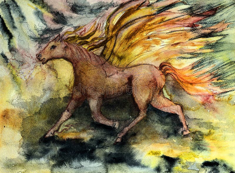 Cheval Rouge De L'apocalypse En Feu Et Flamme Illustration Stock ...