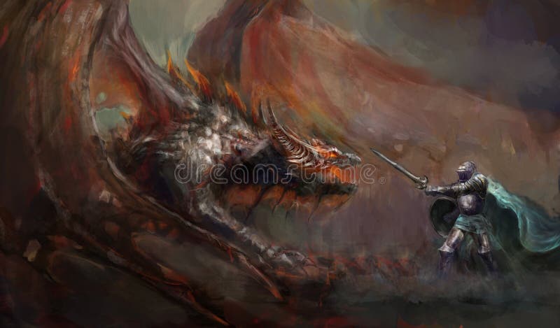 Chevalier Combattant Le Dragon Illustration Stock - Illustration du ...