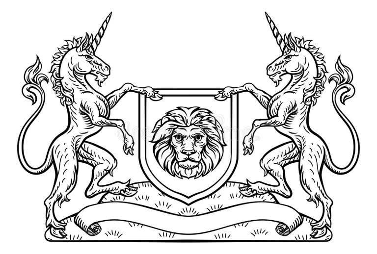 Chevalier Crest Unicorn Shield Heraldic Emblem Illustration de Vecteur ...