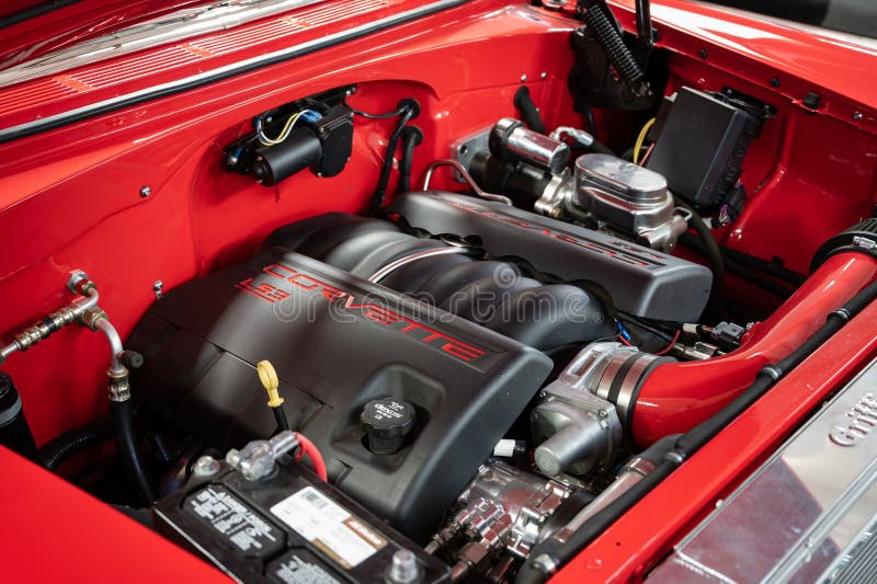 Chevrolet LS3 Engine Mounted on an Old Chevrolet Bel Air Editorial ...