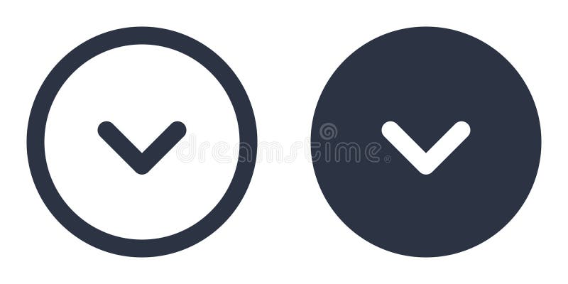 Chevron Down in Circle Simple Icons Set Designed in Filled and Stroke ...
