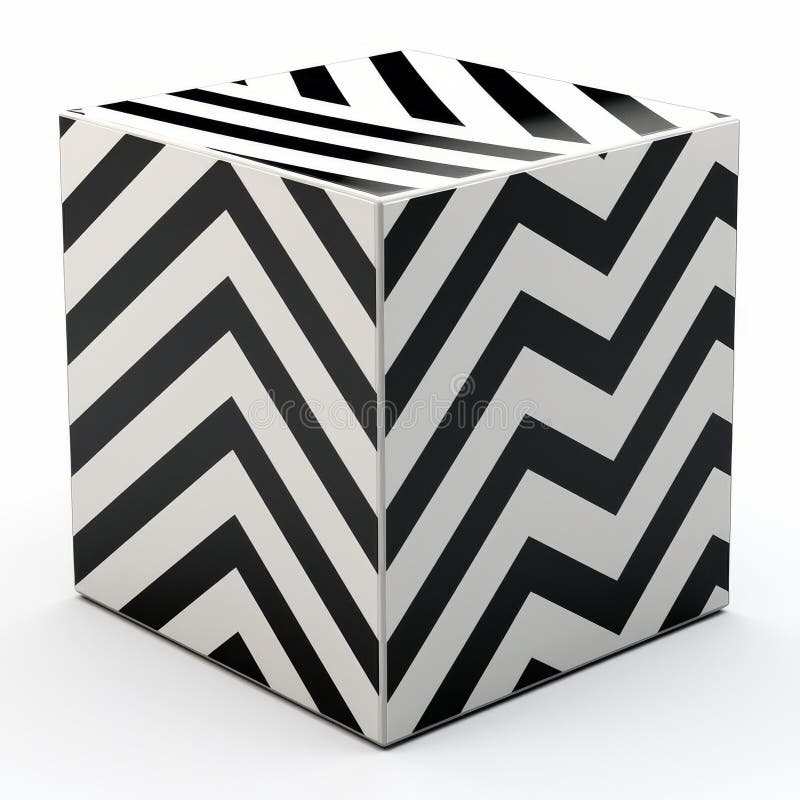 Chevron Pattern Cube Floating, Pristine White Background, Ai Generated ...