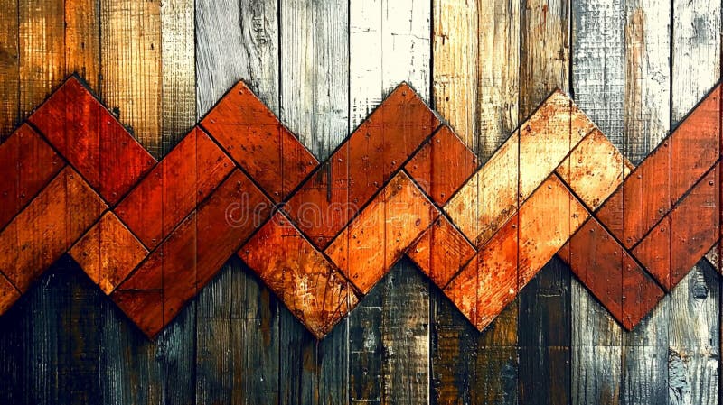 Chevron Pattern Forming with Wooden Planks on Rustic Wood Wall Stock ...