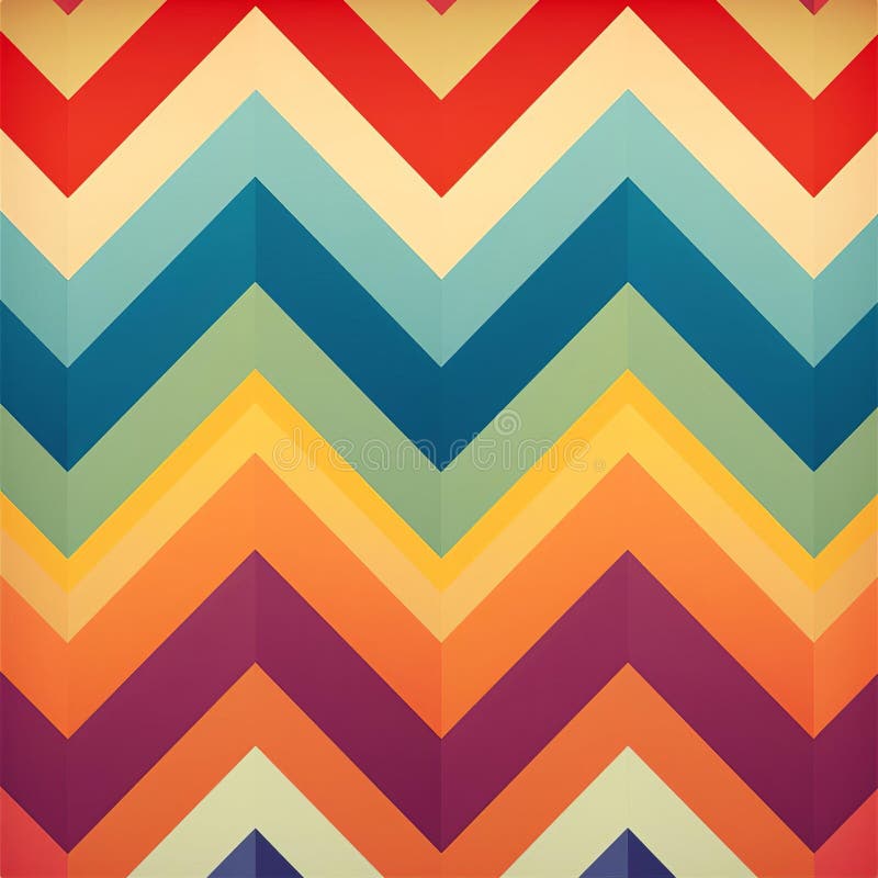 Retro Style Chevron Pattern with Vibrant Color Array Stock Illustration ...
