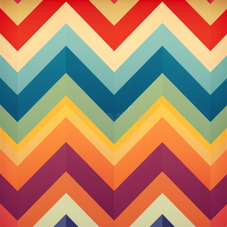 Retro Style Chevron Pattern with Vibrant Color Array Stock Illustration ...