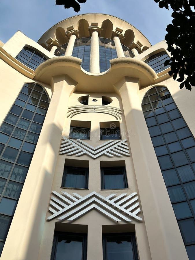 Chevron-Patterned Modern Building Facade Editorial Image - Image of ...