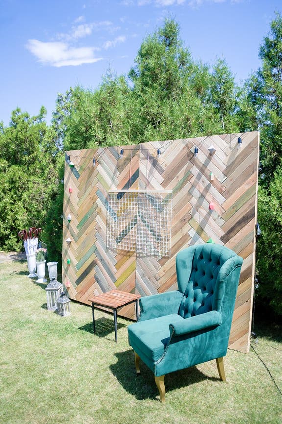 Chevron-Patterned Wedding Backdrop of Reclaimed Wood Stock Image ...