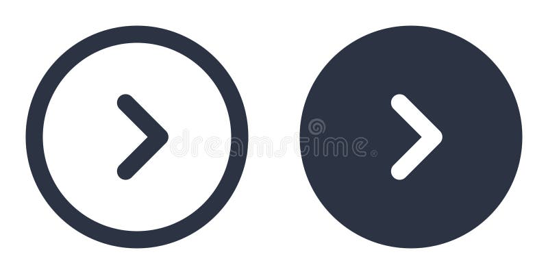 Chevron Right in Circle Simple Icons Set Designed in Filled and Stroke Style Stock Illustration ...