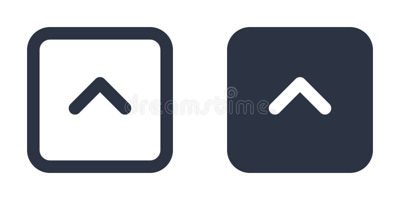 Chevron Up in Rounded Square Simple Icons Set Designed in Filled and Stroke Style Stock ...