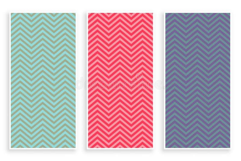 Chevron Zig Zag Pattern Set of Three Stock Vector - Illustration of ...