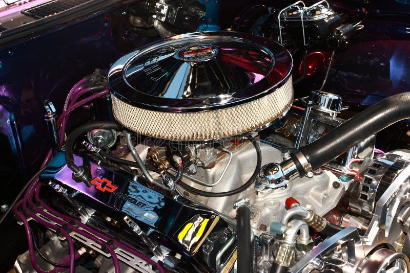 Chevy Bowtie Engine 350 Small Block Editorial Image - Image of gang ...