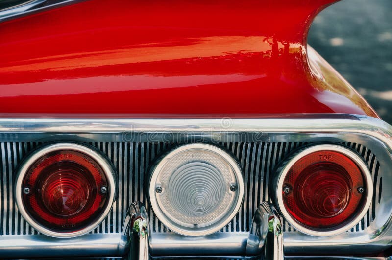 1960 Chevy Impala Rear Light Cluster and Tail-fin Stock Photo - Image ...