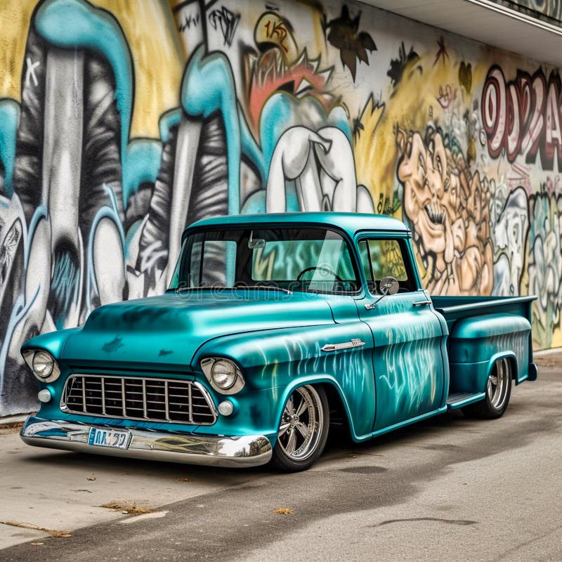 1955 Chevy Pickup Lowered Suspension, Generative AI Stock Illustration ...